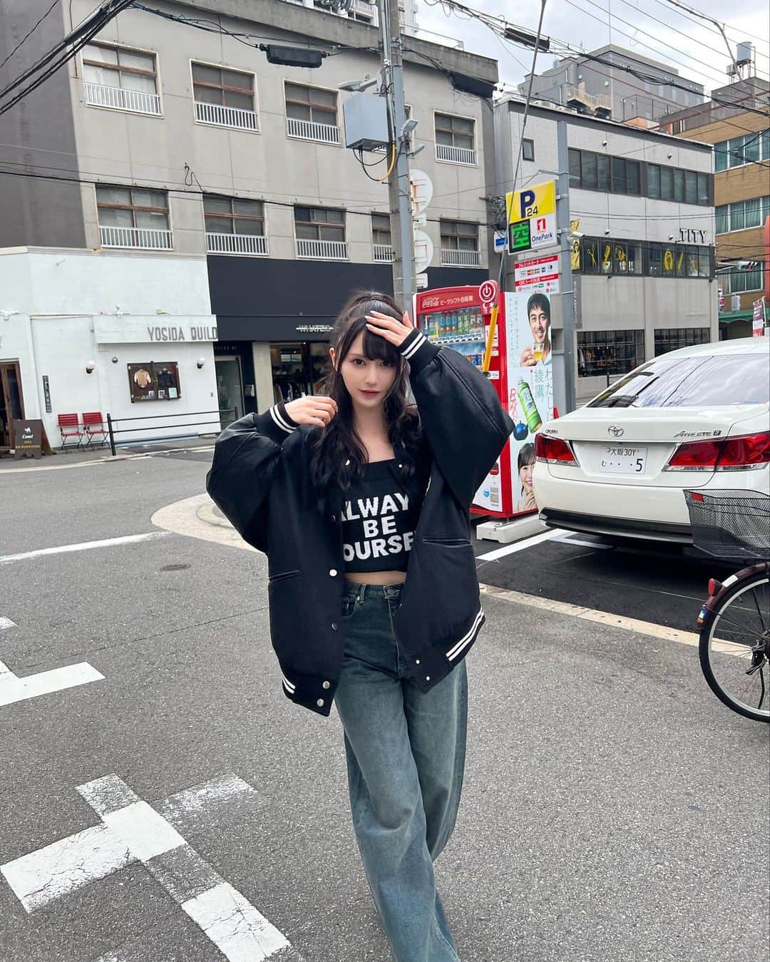 山本望叶さんのインスタグラム写真 - (山本望叶Instagram)「堀江 #ootd #code #コーデ #スタジャン #スニーカー #egoist #emoda #nike #ハーフ ...