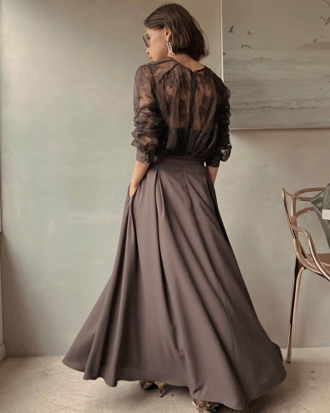 黒石奈央子さんのインスタグラム写真 - (黒石奈央子Instagram)「あめりふく。 . . LADY LACE VEIL DRESS ¥18500+tax 10/25 . . レースと ...