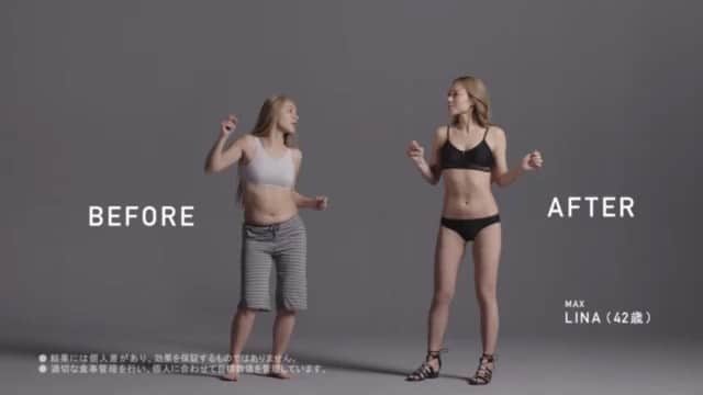 LINAさんのインスタグラム動画 - (LINAInstagram)「RIZAP 第二弾 新CM コチラは... Before LINA & After LINA の コラボレーション♡ ...