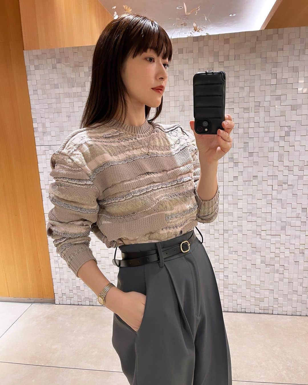 市川まさみさんのインスタグラム写真 - (市川まさみInstagram)「 ︎ ︎ ootd. knit：malamute pants：ATON outer：Ameri vintage ...