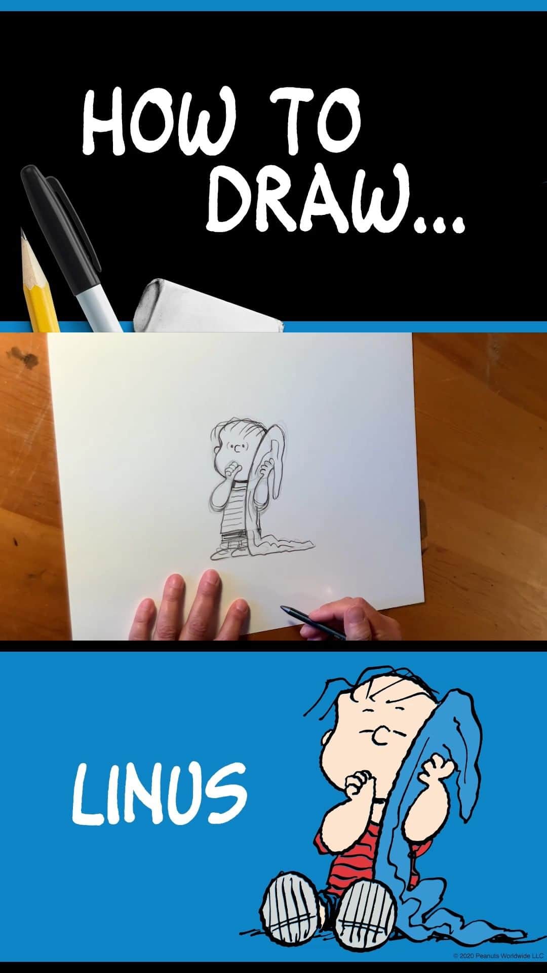 スヌーピーさんのインスタグラム動画 - (スヌーピーInstagram)「Learn how to draw Linus who is ...