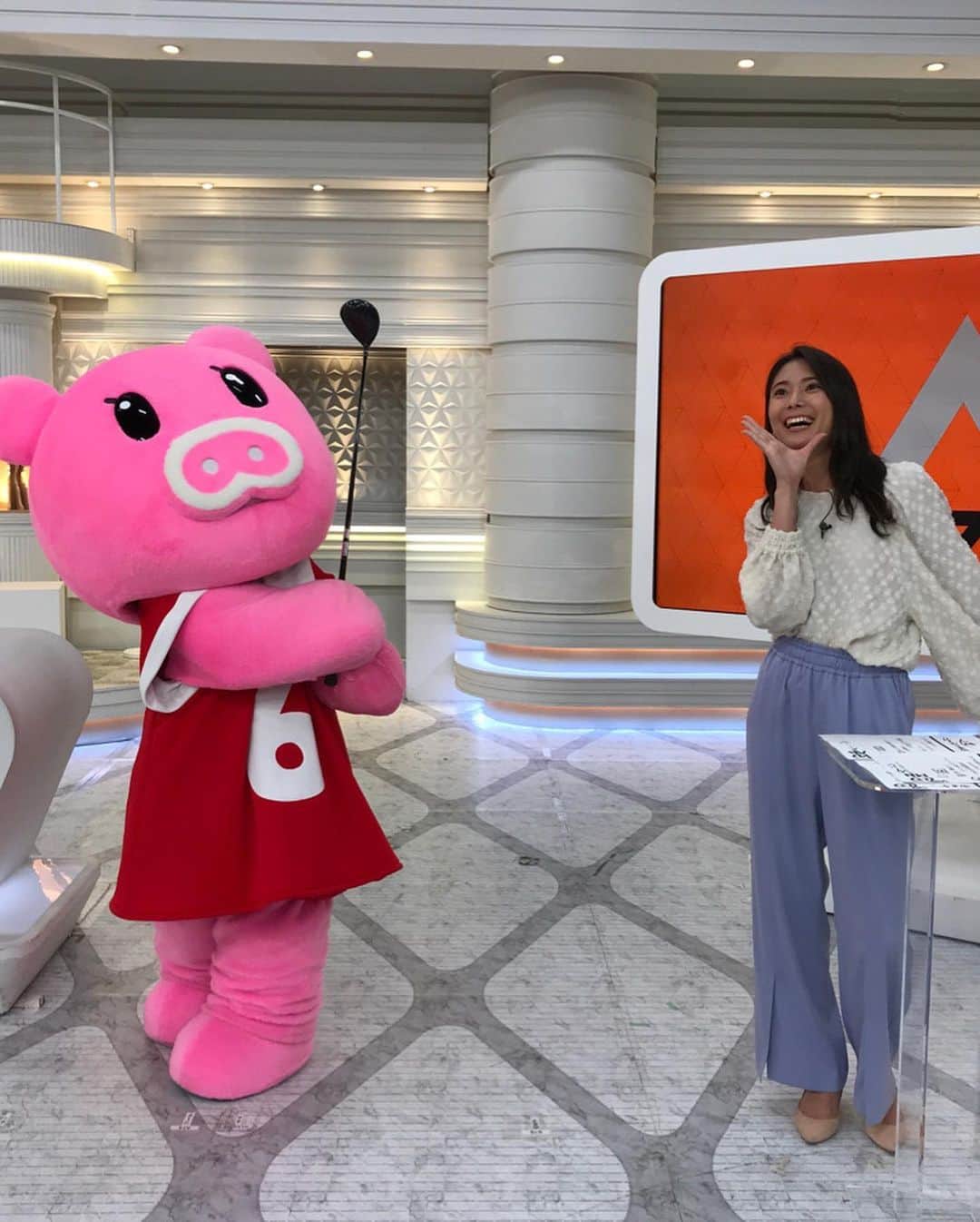 TBS「Nスタ」さんのインスタグラム写真 - (TBS「Nスタ」Instagram)「きょうのブーナちゃん。 ゴルフも出来るよ♪ ナイスショット！！！ #tbs #Nスタ #ブーナ ...