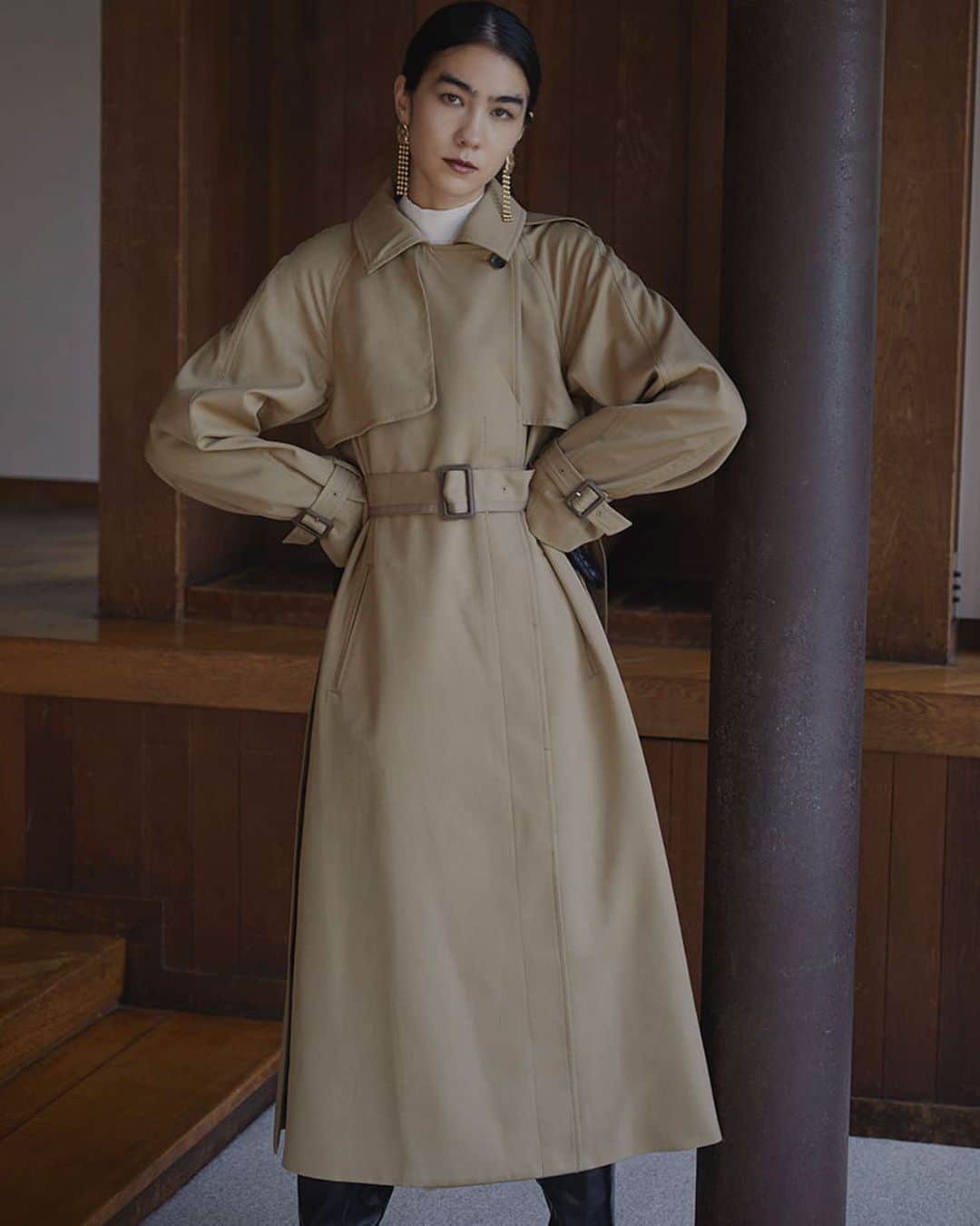 Ameri ☆ MINIMAL FLARE LONG TRENCH COAT 品質が完璧 16473円 swim.main.jp