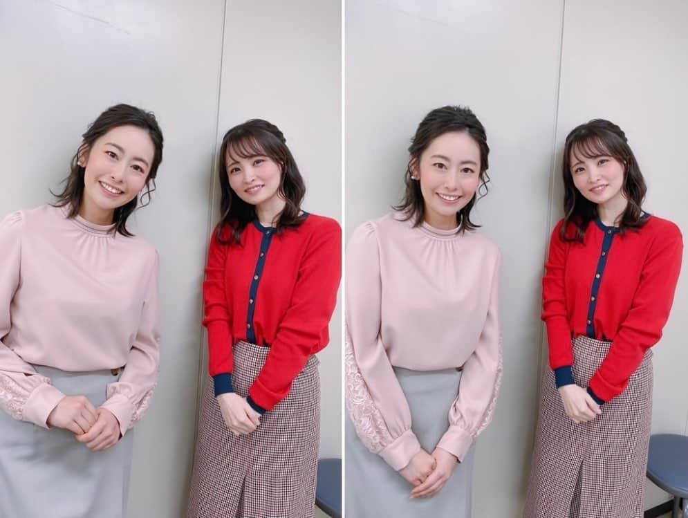 田中美都（気象予報士）さんのインスタグラム写真 田中美都（気象予報士）instagram 「𖤣𖥧𖥣𖡡𖥧𖤣 きょうはメイクルームでバッタリ