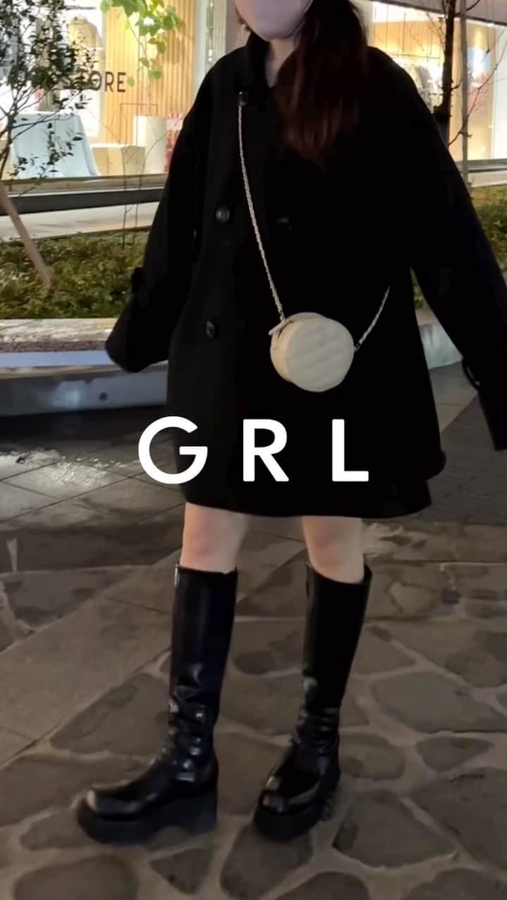 GRLさんのインスタグラム動画 - (GRLInstagram)「GRLおすすめコートを紹介するよ ️ 襟2Wayリボンベルト付きショート丈コート[kz159] #コート #コートコーデ ...