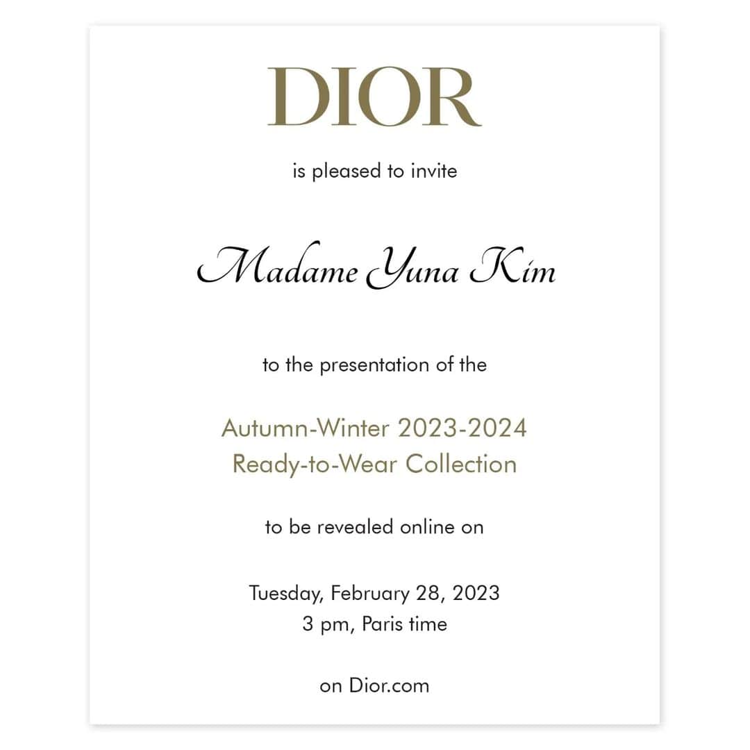 キム・ヨナさんのインスタグラム写真 - (キム・ヨナInstagram)「[INVITATION] DIOR AUTUMN-WINTER ...