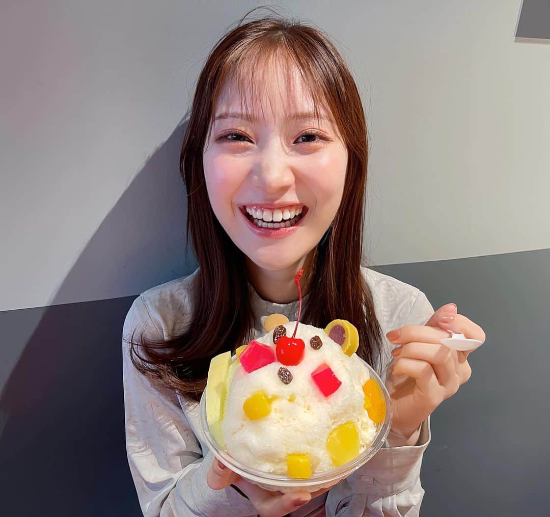 野村彩也子さんのインスタグラム写真 野村彩也子instagram 「 白くまかき氷🐻‍ ️🍧 鹿児島県からはるばる 東京にやってきた