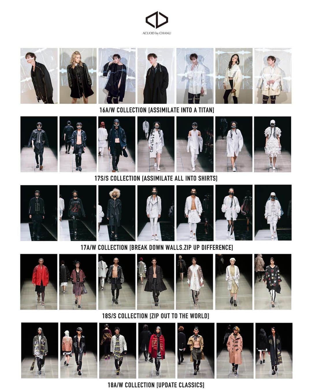 李燦雨さんのインスタグラム写真 - (李燦雨Instagram)「@acuodbychanu の7年間 創ってきた15シーズンの 各COLLECTIONの厳選してみた7LOOK 今後はさらに何 ...