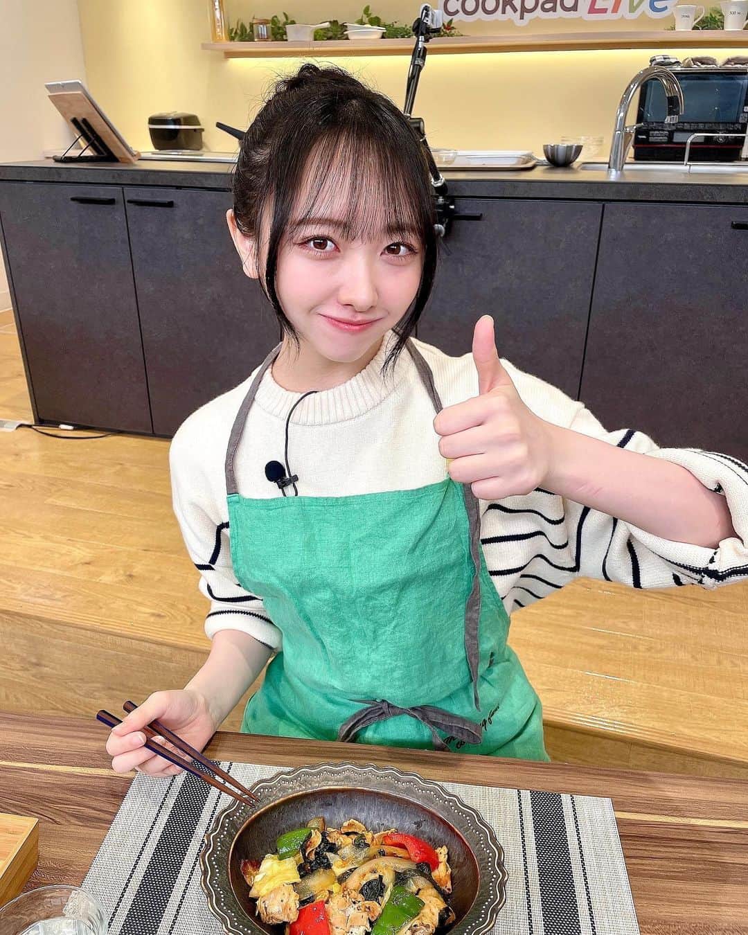 石田千穂さんのインスタグラム写真 - (石田千穂Instagram)「cookpad Liveありがとうございました！今回はわかめ回鍋肉を作りました。わかめが良いアクセントになってて本当に ...