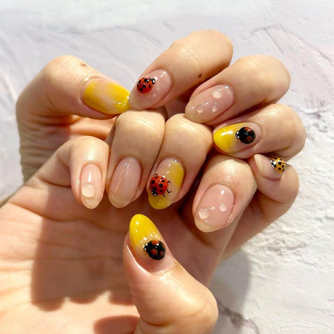 加藤万里奈さんのインスタグラム写真 - (加藤万里奈Instagram)「てんとう虫ネイルしてみた。 特に小指のジュウニマダラテントウがお気に ...