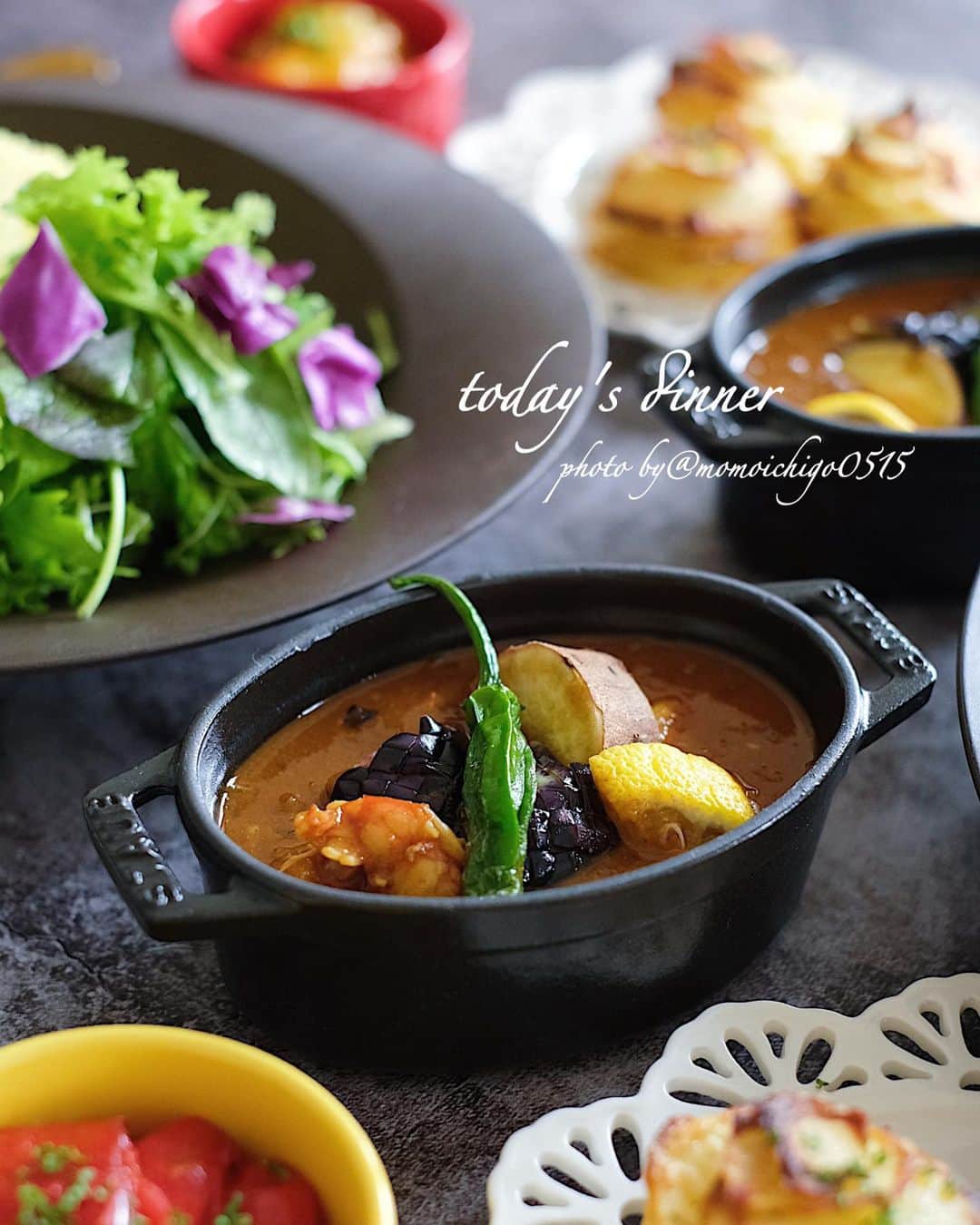 YASUKO TAKESUEさんのインスタグラム写真 - (YASUKO TAKESUEInstagram)「. こんばんは☺️💕. 今日の晩ごはん… . . 有頭海老の頭と殻をじっくり煮込ん ...