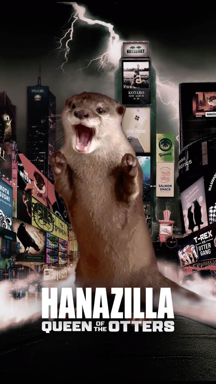 カワウソ コタロー&ハナさんのインスタグラム動画 - (カワウソ コタロー&ハナInstagram)「“HANAZILLA” T-Shirts ...