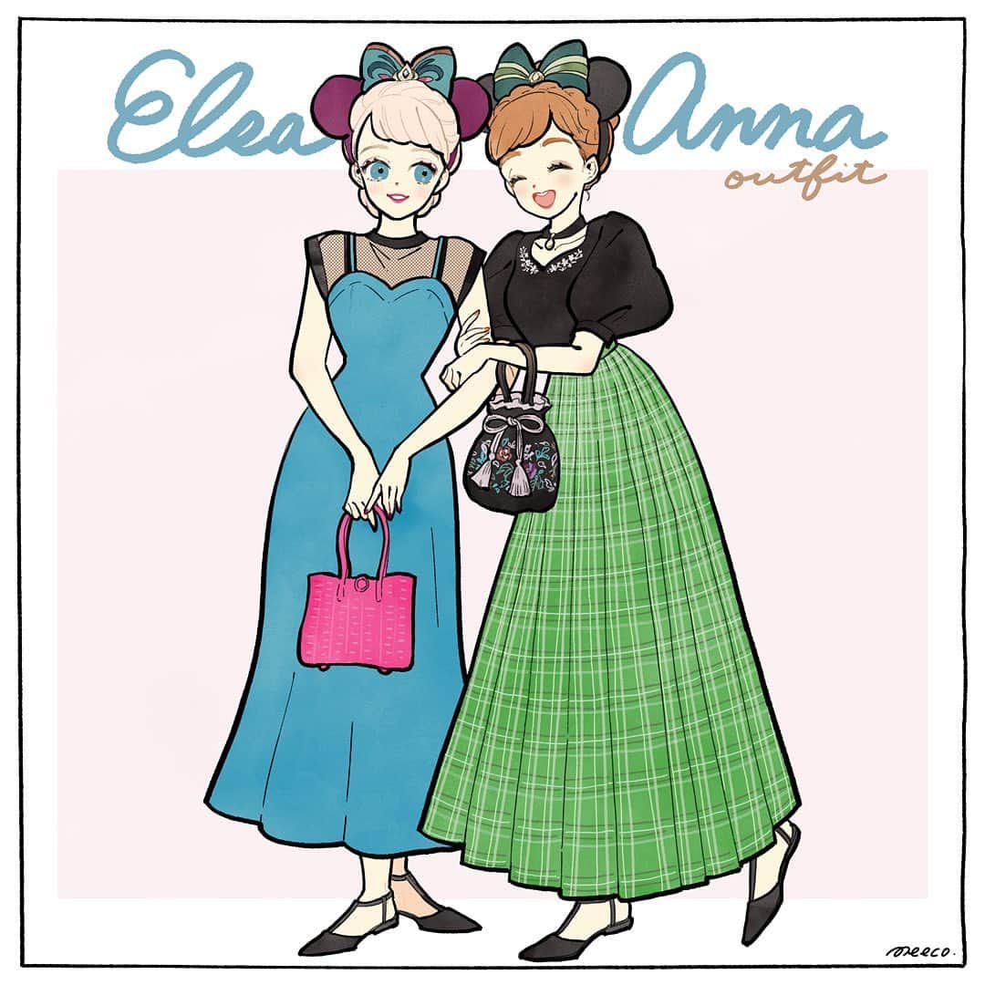 みーこさんのインスタグラム写真 みーこinstagram 「エルサandアナイメージコーデ☃️ イラスト イラストグラム ファッション