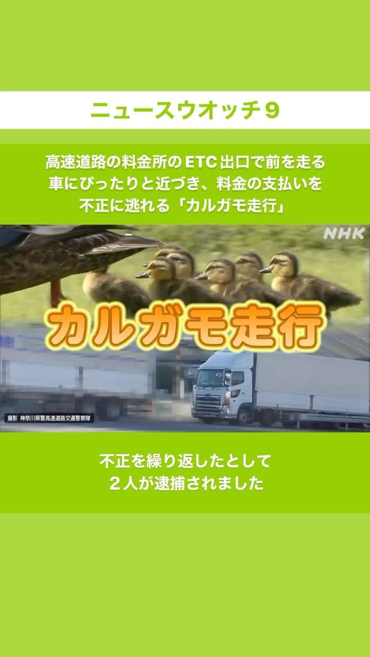 NHK「ニュースウオッチ9」さんのインスタグラム動画 - (NHK「ニュースウオッチ9」Instagram)「高速道路の料金所のETC出口で前を走る車にぴったりと近づき、料金の支払いを不正に ...