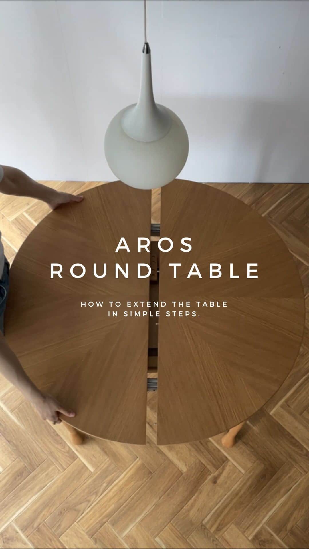 トライセクトさんのインスタグラム動画 - (トライセクトInstagram)「\ AROS ROUND TABLE / 誰でも簡単に天板を伸ばせる4つのステップ！ ⁡ STEP 01. 留め具 ...