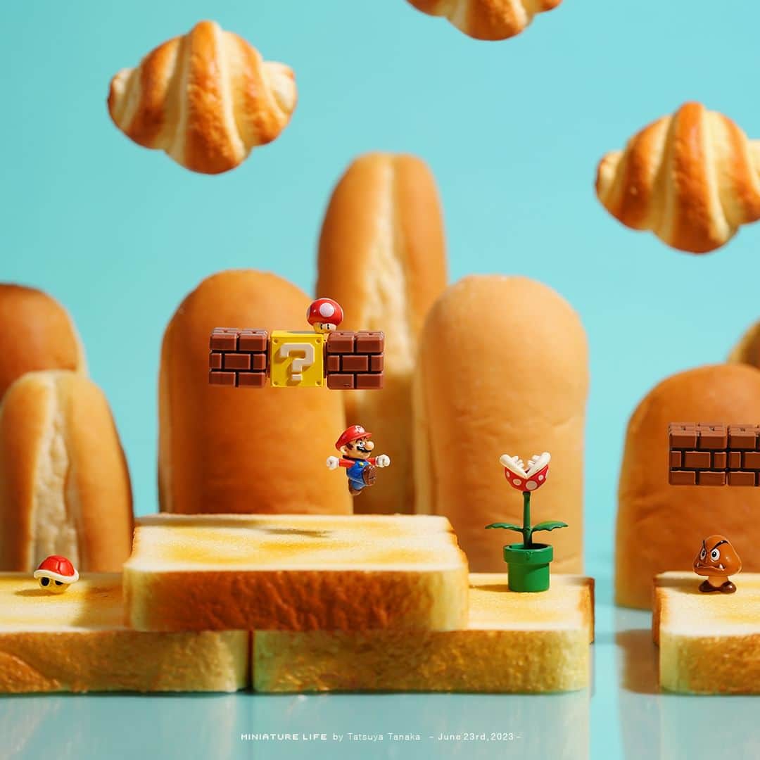 田中達也さんのインスタグラム写真 - (田中達也Instagram)「“Super Mario Bread” ⠀ このぐらいのステージは朝飯前