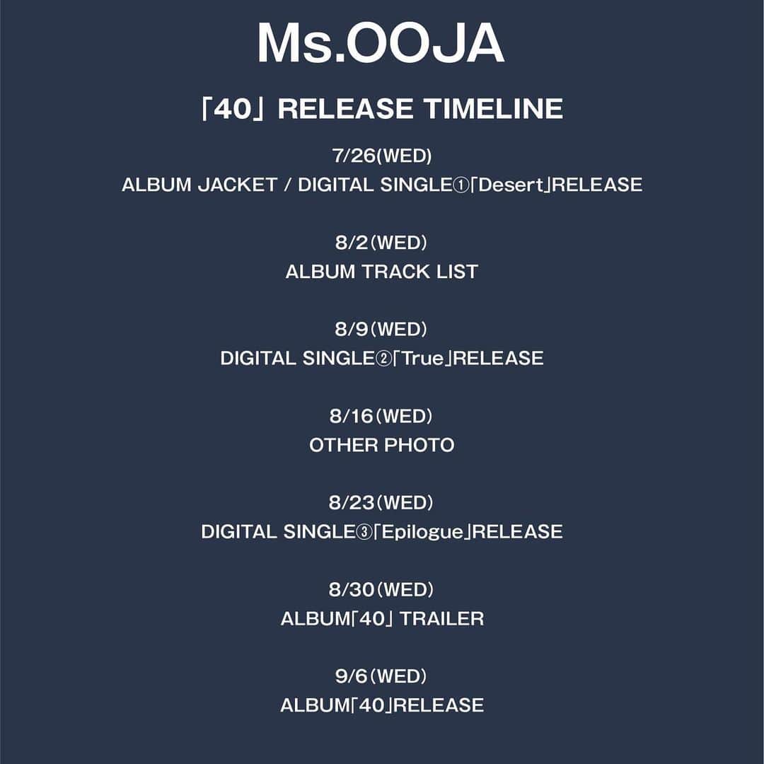 Ms.OOJAさんのインスタグラム写真 - (Ms.OOJAInstagram)「解禁 ALBUM「40」Release TimeLine & 🆕Visual 9/6のアルバム「40」リリース ...