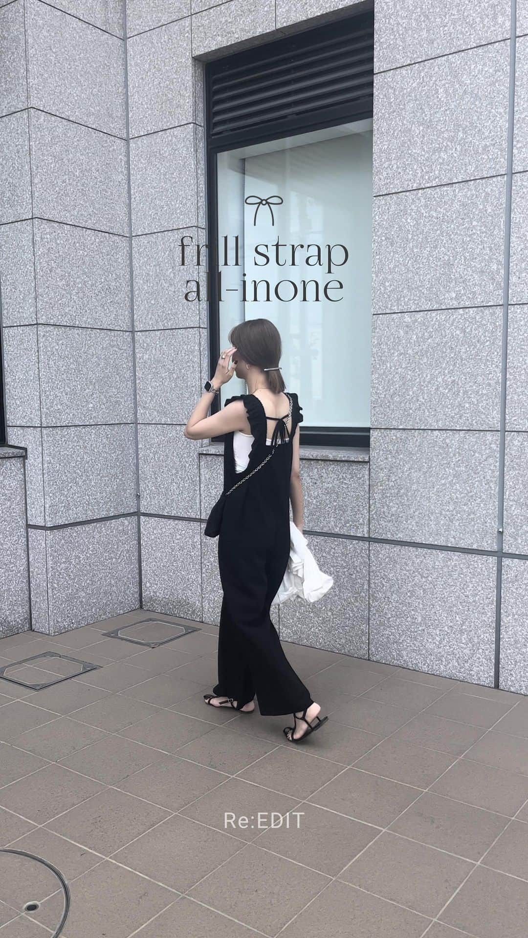 Re:EDIT OFFICIALさんのインスタグラム動画 - (Re:EDIT OFFICIALInstagram)「. ️frill strap square neck all in one ...