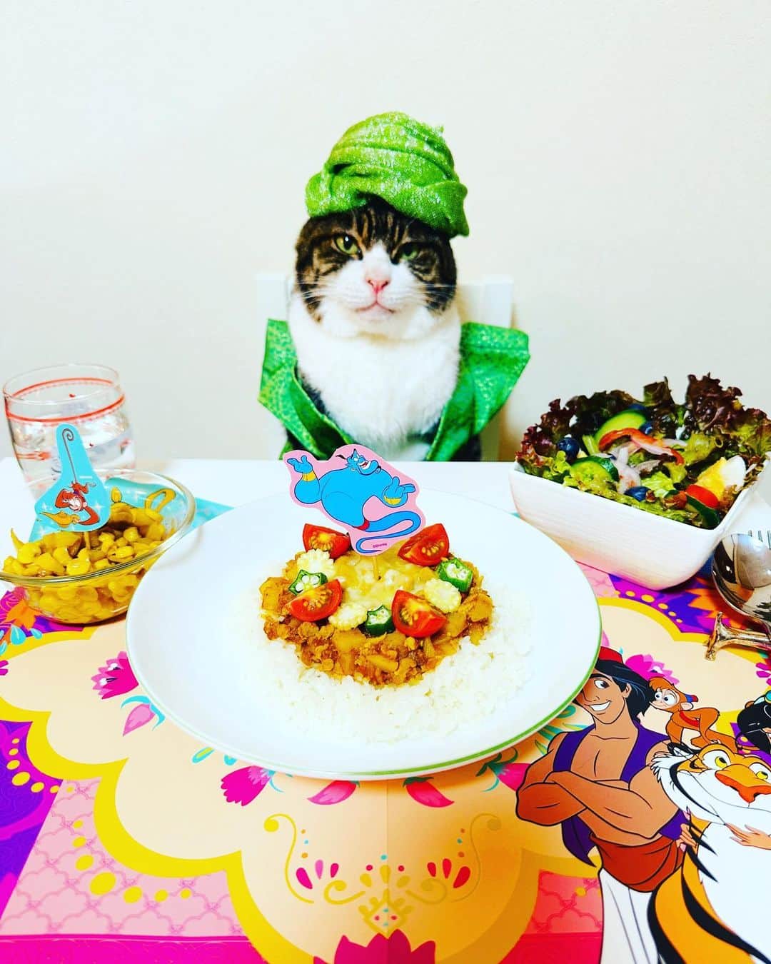 マロさんのインスタグラム写真 - (マロInstagram)「 ️Today's menu ️ SWIPE ️ ︎ ・夏野菜のチーズドライカレー (Cheese minced-meat ...