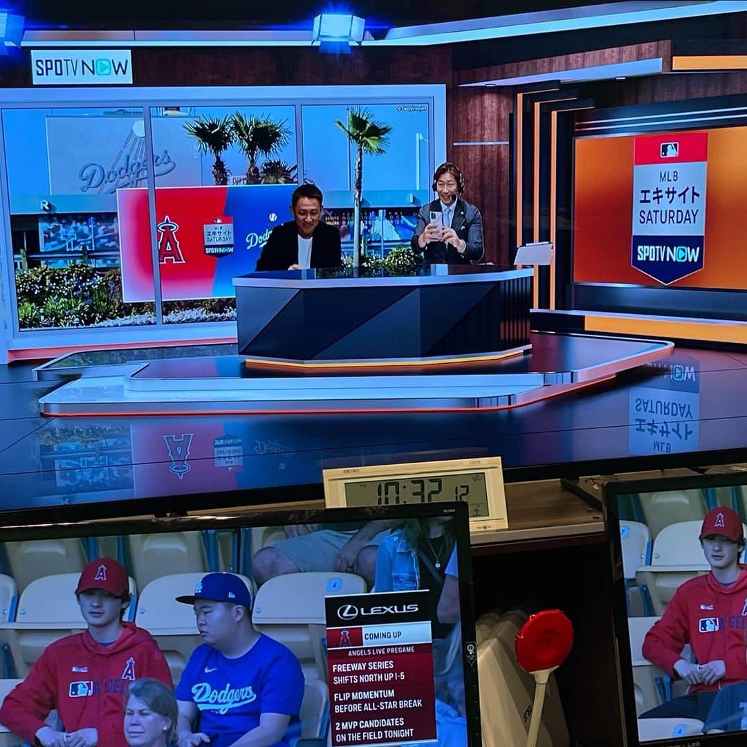多村仁志さんのインスタグラム写真 - (多村仁志Instagram)「. @spotvnow_jp エキサイトSaturday！ LAA vs LAD フリーウェイシリーズを石黒新平 ...