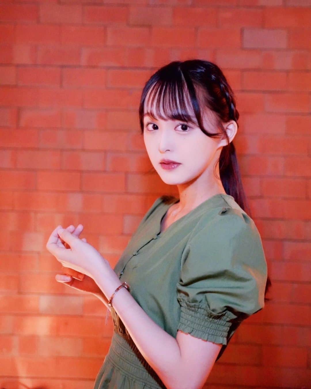 福田朱里さんのインスタグラム写真 福田朱里instagram 「緑色のワンピース🍀 ワンピース アイドル 夏ワンピ グリーン