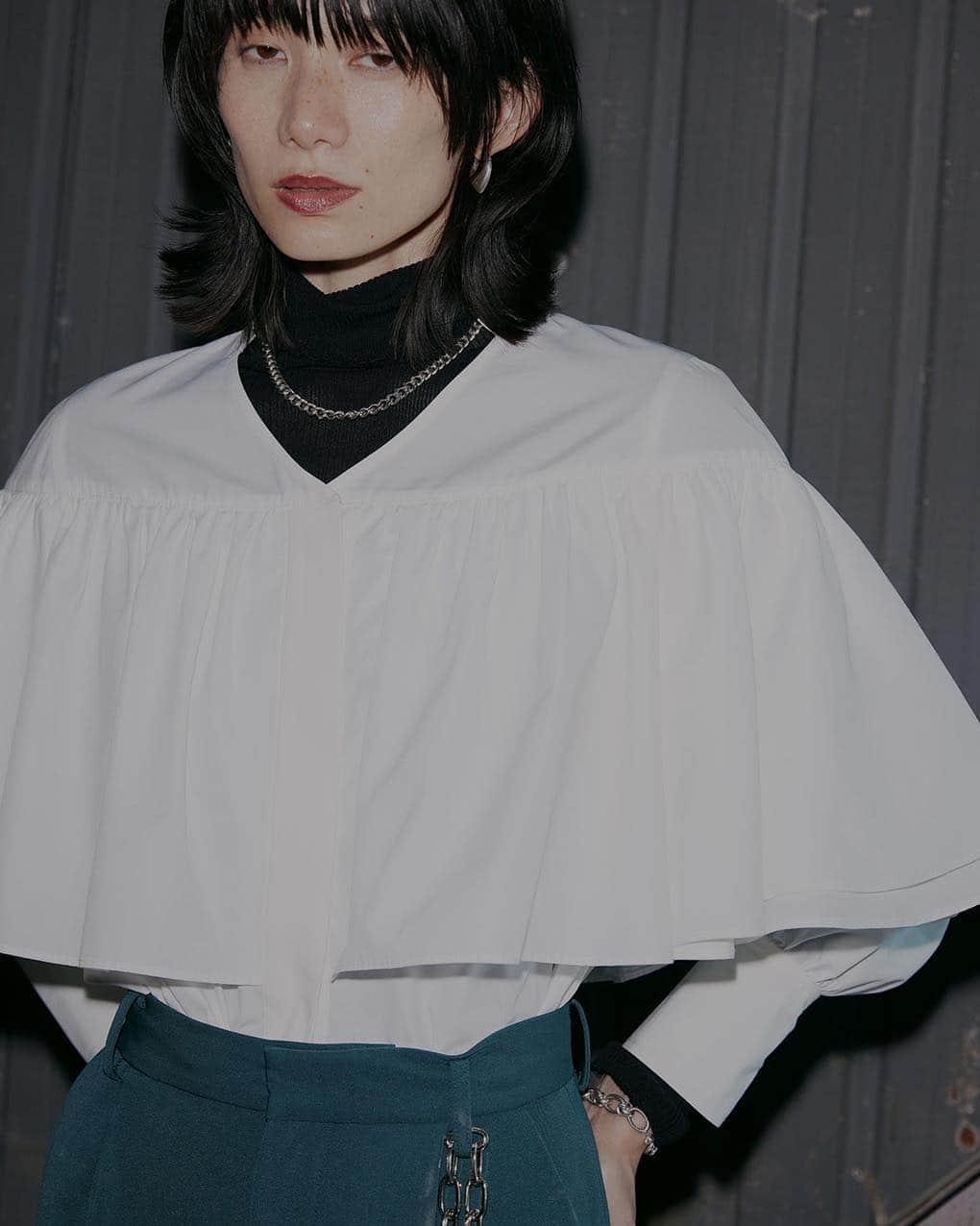 Ameri vintageさんのインスタグラム写真 - (Ameri vintageInstagram)「PETAL RUFFLE SHIRT (col.WHT / BLK) ー8.15 ...