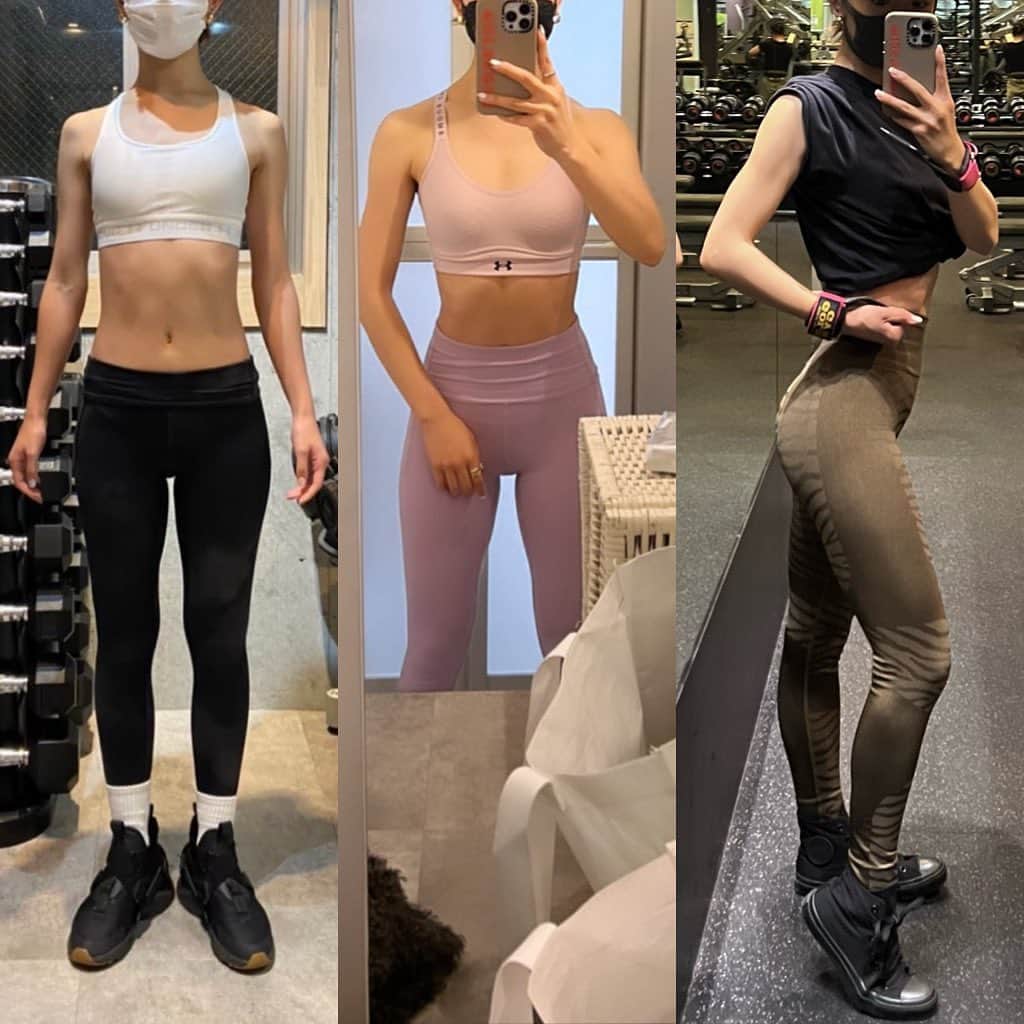 LISAさんのインスタグラム写真 - (LISAInstagram)「ボディメイク記録💎 左2021年8月43kg 中2022年2月46kg 右、2枚目2022年6月47kg (身長160cm ...