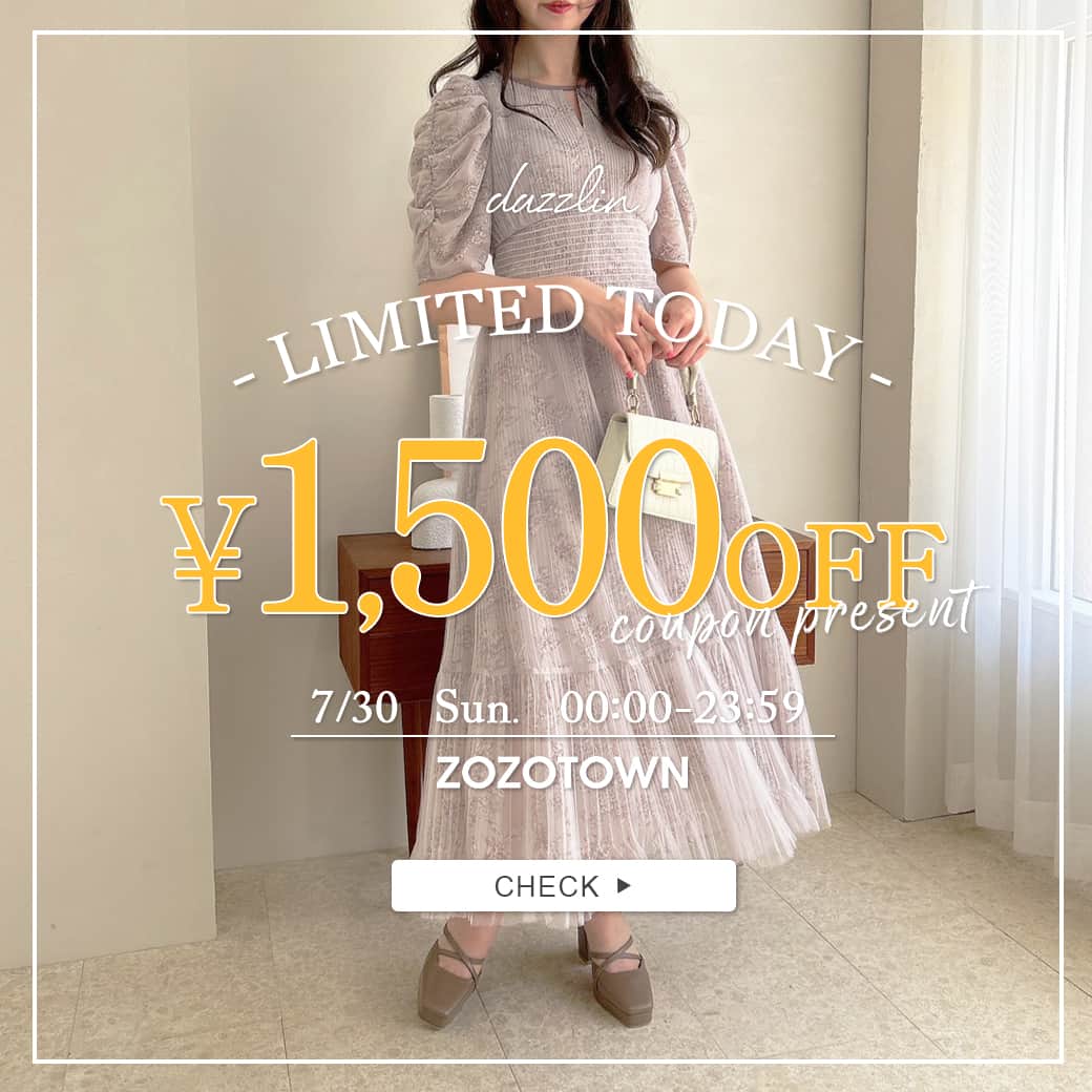 dazzlinさんのインスタグラム写真 - (dazzlinInstagram)「_____【 ZOZOTOWN 】 7/30 sun 0:00～23:59 24時間限定！ ¥1,500 ...