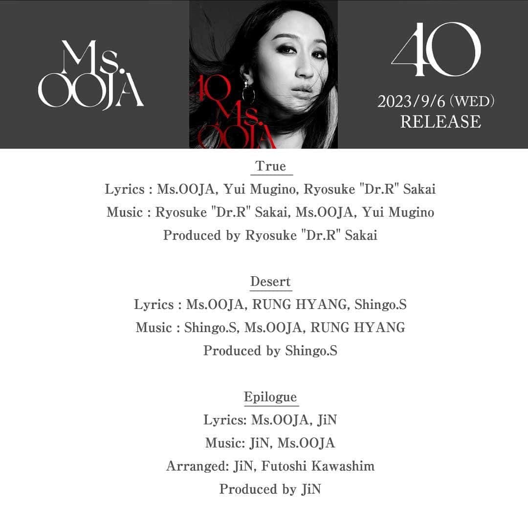 Ms.OOJAさんのインスタグラム写真 - (Ms.OOJAInstagram)「9/6発売アルバム「40」 トラックリスト公開です みなさまお楽しみに💓 タイトルでどの曲が気になる ...