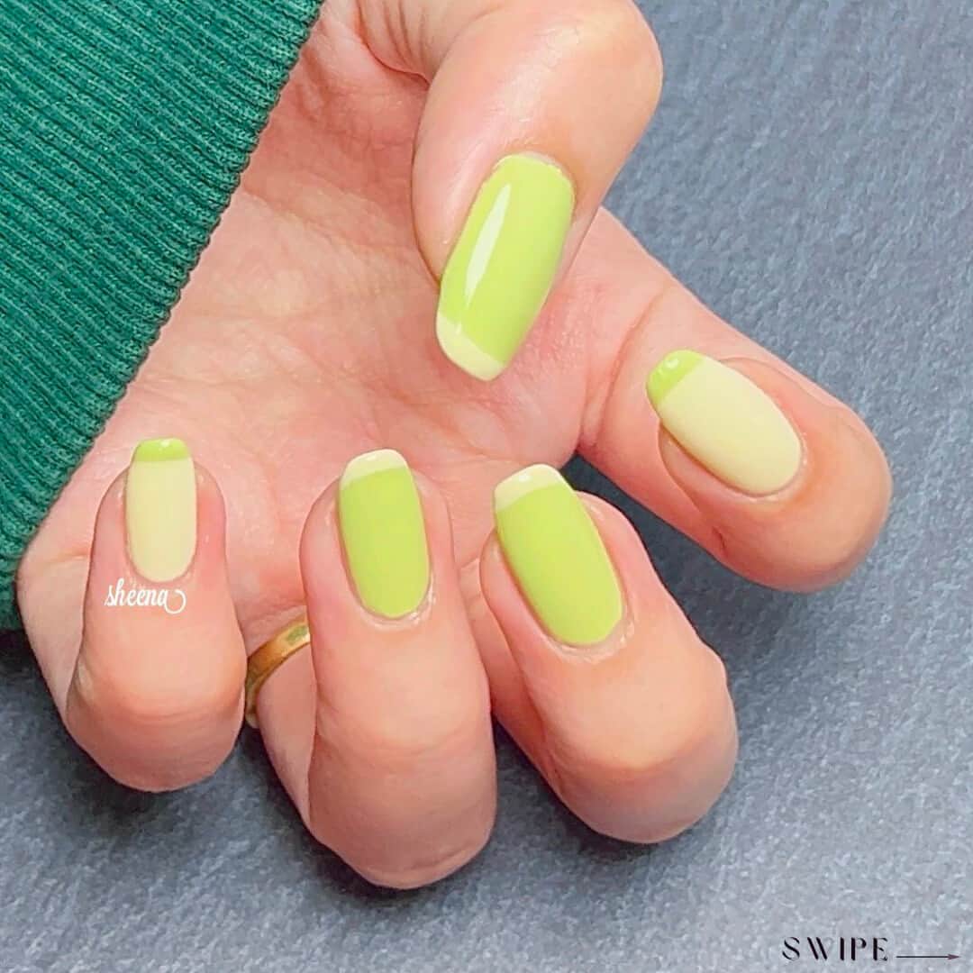 NAIL HOLICさんのインスタグラム写真 - (NAIL HOLICInstagram)「この夏試したい！爽やかなフレンチネイル🍋 新色 ...