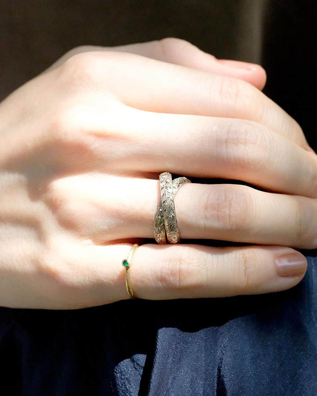 muskaさんのインスタグラム写真 - (muskaInstagram)「ホワイトゴールドに、月桂樹の植物紋様とVS1クラリティのダイヤモンド ...