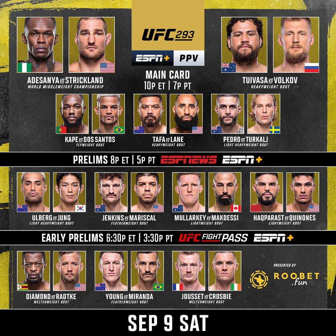 UFCさんのインスタグラム写真 - (UFCInstagram)「Get a load of tonight's FULL #UFC293 ...