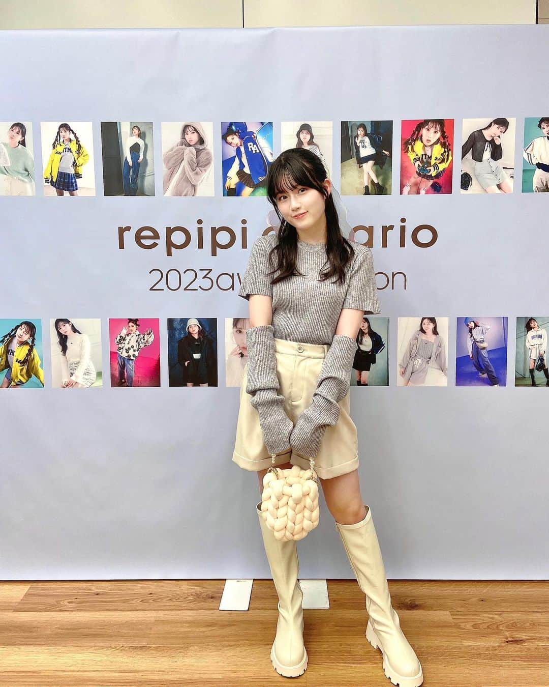 河村果歩さんのインスタグラム写真 - (河村果歩Instagram)「🌈🍒 repipi armarioさんの展示会にお邪魔しました~🤍 新作どれも可愛かった~！💞 特に少しくしゅっとした ...