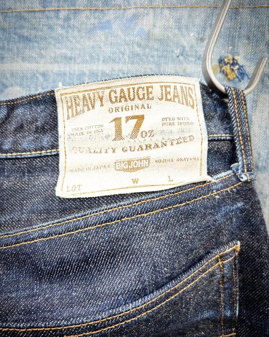 BIG JOHNさんのインスタグラム写真 - (BIG JOHNInstagram)「17oz HEAVY GAUGE SLIM JEANS 【M1801】- 001 1st wash 89日 ...