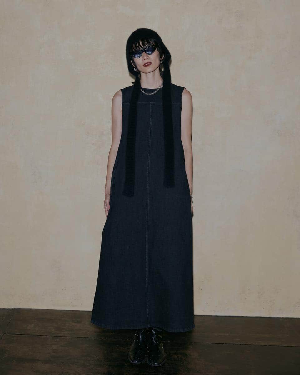Ameri vintageさんのインスタグラム写真 - (Ameri vintageInstagram)「VEST SET DENIM DRESS (col.IVO / BLK) ー8.29 ...