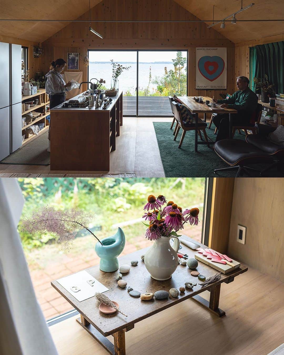 ZERO-CUBE+FUNさんのインスタグラム写真 - (ZERO-CUBE+FUNInstagram)「. 植物に囲まれ、浜名湖を一望できる三角屋根の黒い平屋。 @shigeogoto ...