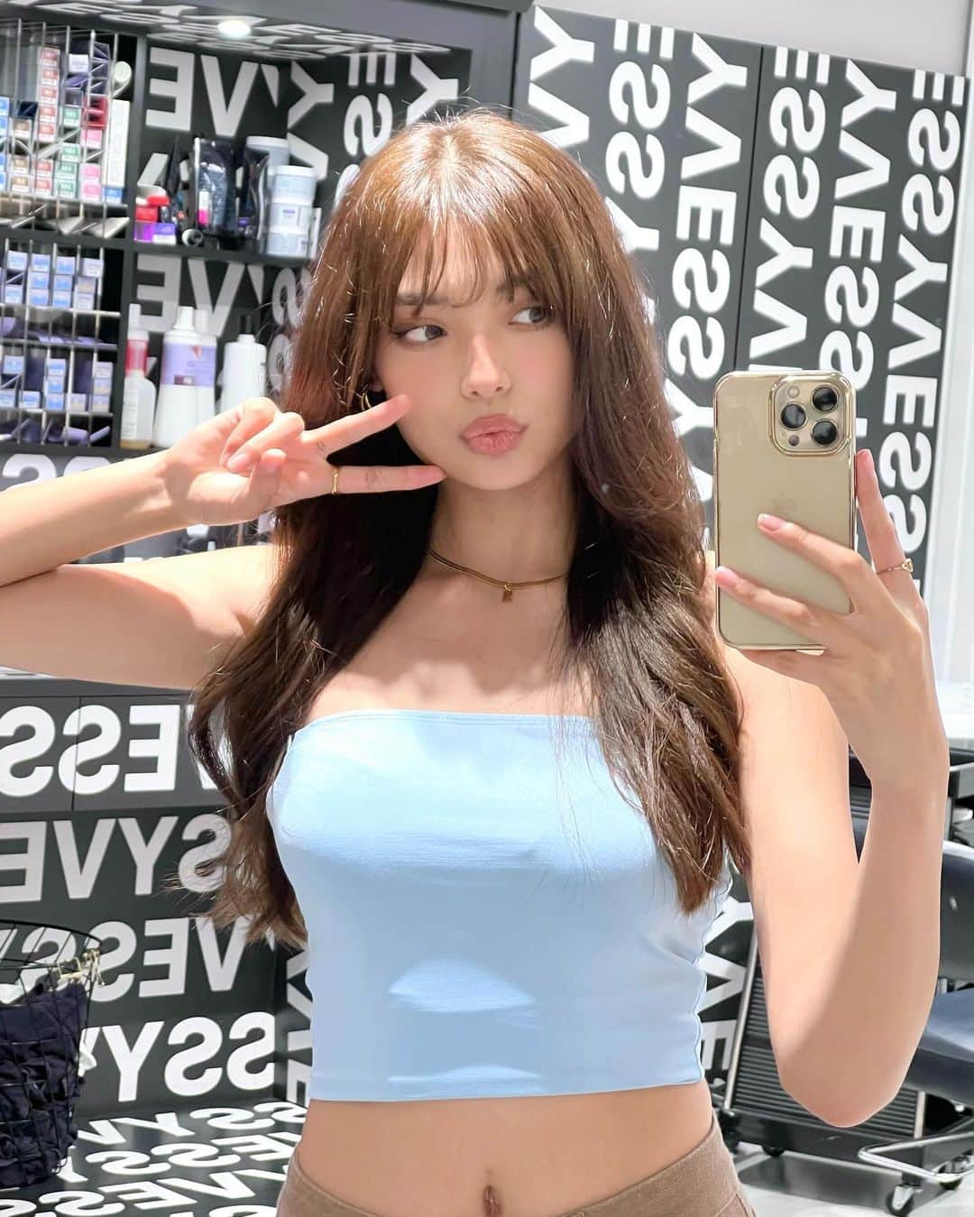 RIANさんのインスタグラム写真 - (RIANInstagram)「ヘアーをやって頂きました💇🏽‍♀️🎀🩵 ありがとうございました ...