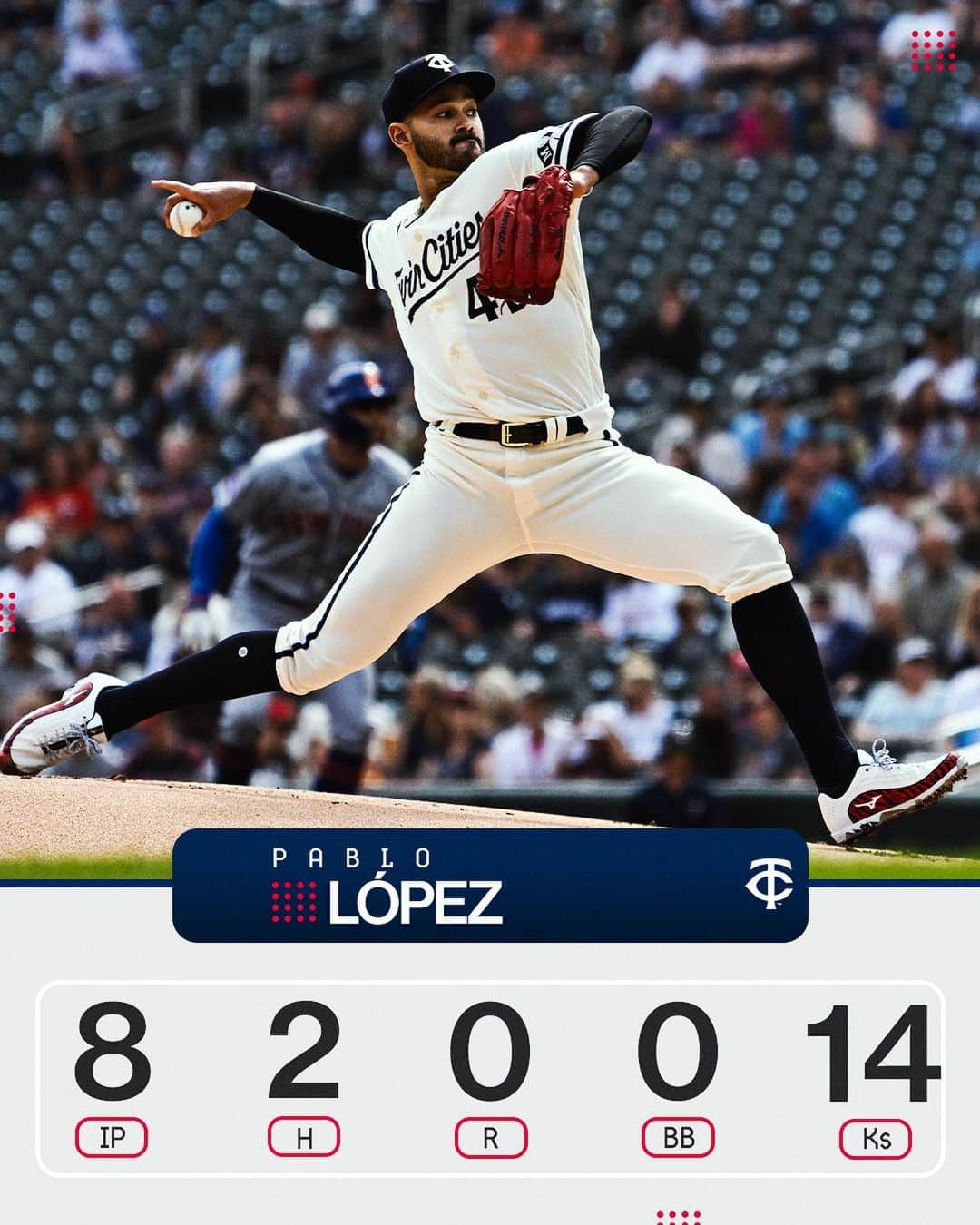 MLBさんのインスタグラム写真 - (MLBInstagram)「@plopezserra recorded a career-high 14 Ks, surpassing the 200-K ...