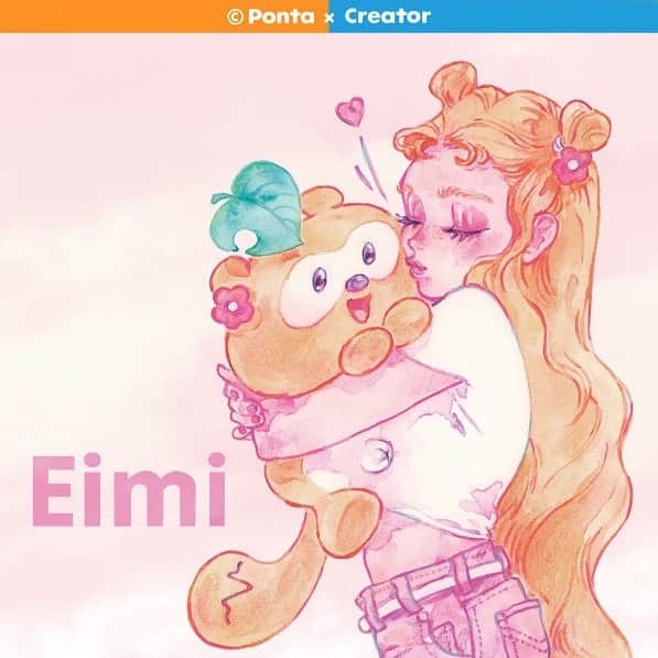 eimiさんのインスタグラム写真 - (eimiInstagram)「📢おしらせ📢 Pontaコラボグッズが発売します🍃大好きなポンタくんを描くことができてとても嬉しいです ラインナップは、T ...