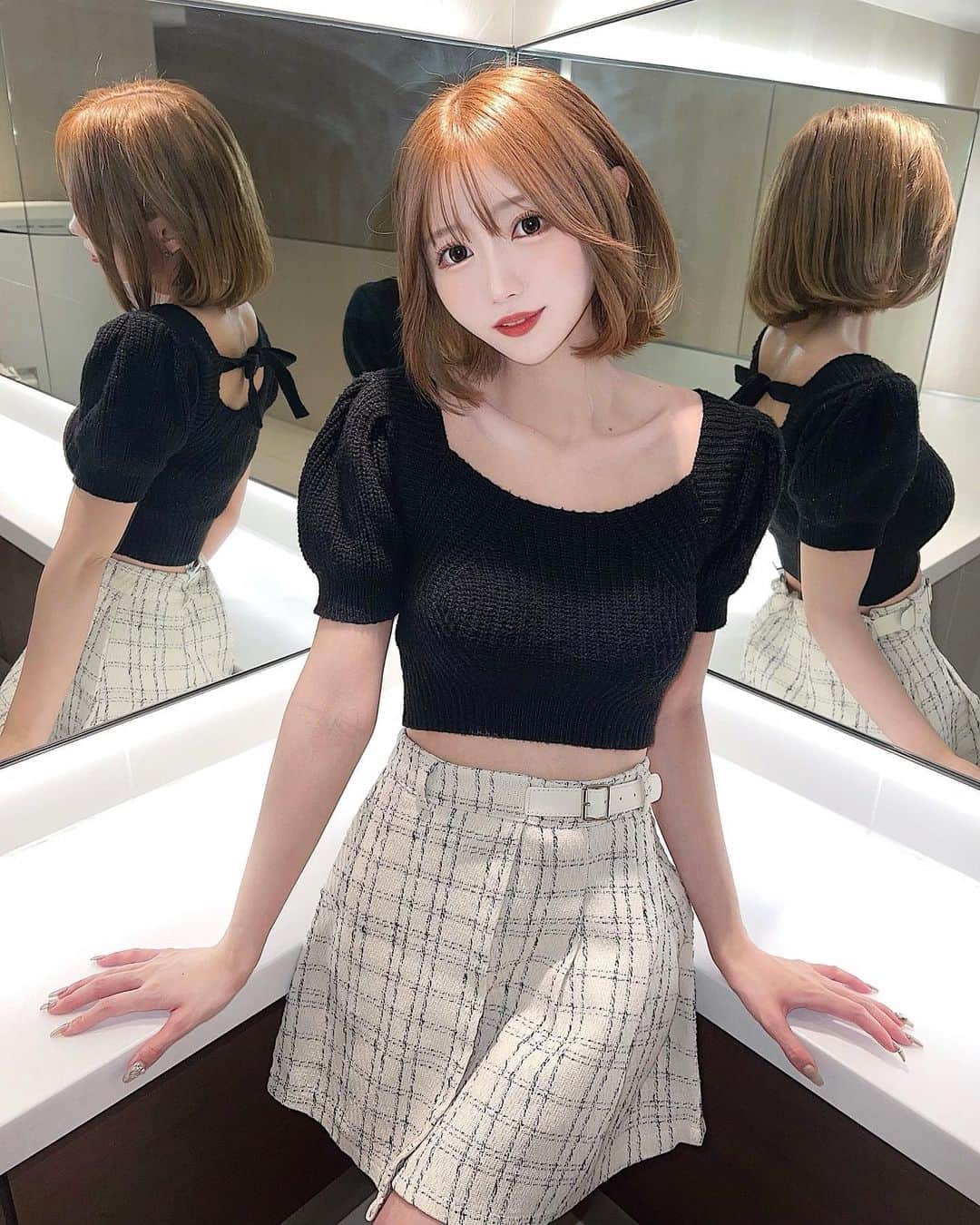 伊上あやさんのインスタグラム写真 - (伊上あやInstagram)「大好きSHEINコーデ🖤 @shein_japan パフスリーブのニットがスタイルアップしてくれる！ これ激かわ ...