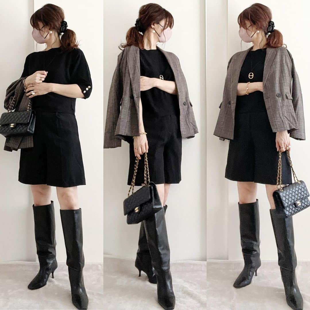 meiさんのインスタグラム写真 - (meiInstagram)「. こういうチェックのジャケット大好き♡ 薄手で長時間着用していても疲れない😆 ジャケットはスカートやデニムにも合うから着回し ...