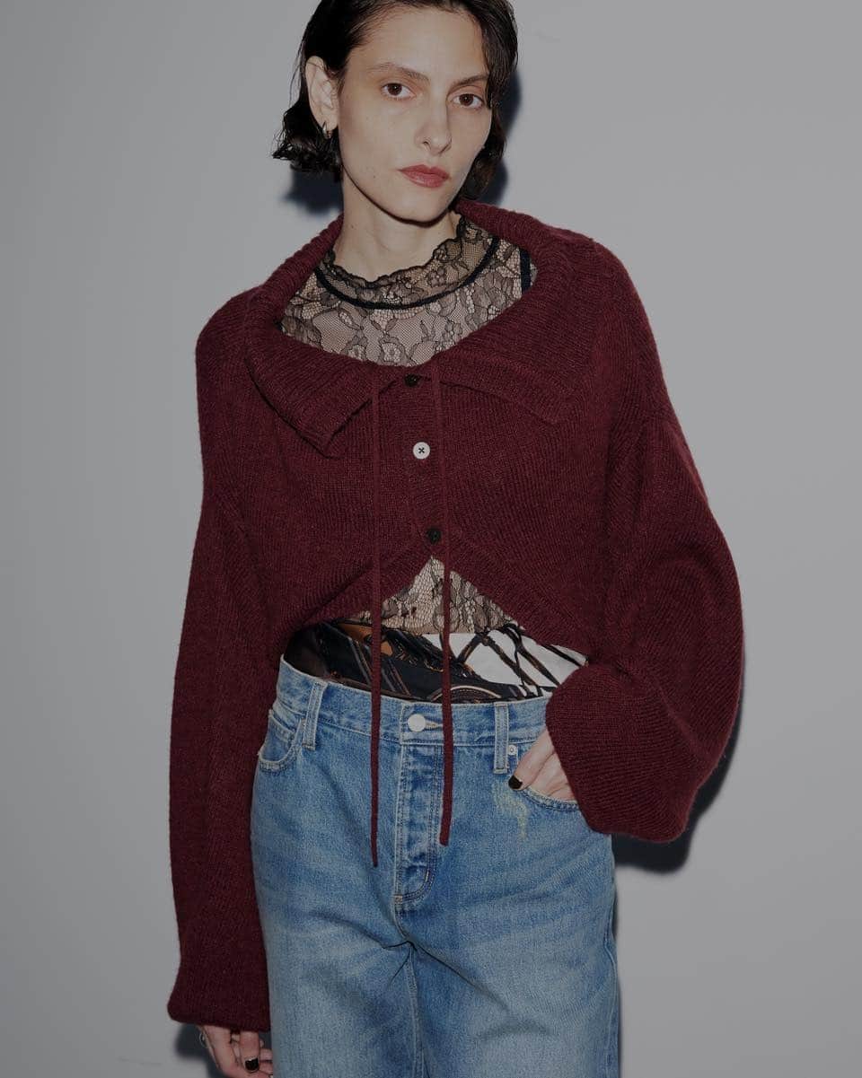 Ameri vintageさんのインスタグラム写真 - (Ameri vintageInstagram)「TURN OVER KNIT CARDIGAN (col.BLK / BLU ...