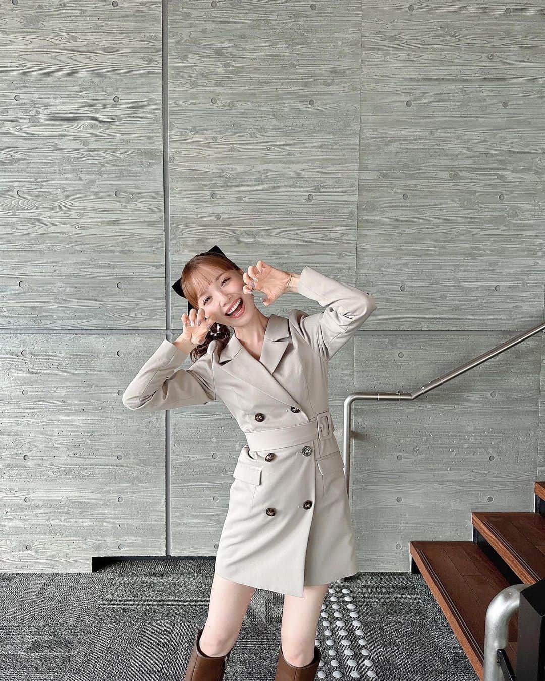 山根千佳さんのインスタグラム写真 - (山根千佳Instagram)「. . 先日の衣装🧸🍂 リボンを付けたら 猫耳みたいになりました🌼 @sachiemon ちゃん いつもありがとう♡♡ ...