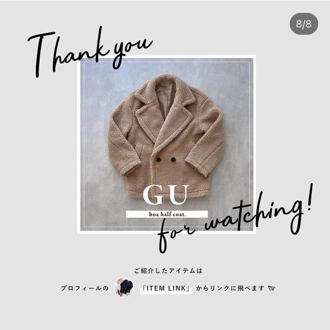 4yuuu!さんのインスタグラム写真 - (4yuuu!Instagram)「使い勝手抜群⚡️‼️ GU新作の大人可愛いアウター💛 「ボアハーフコート」 今回は、 @neni.mo さんの投稿 ...