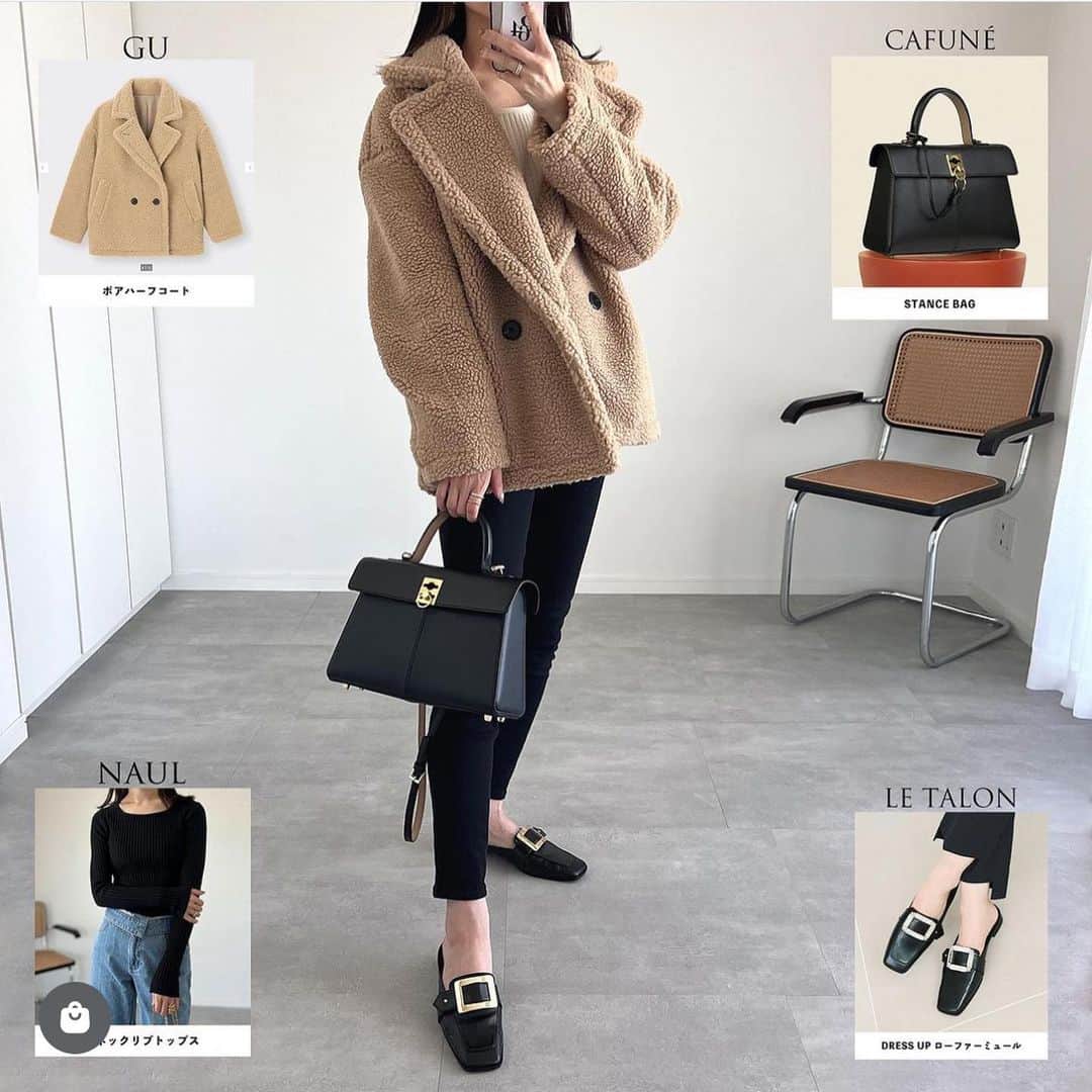 4yuuu!さんのインスタグラム写真 - (4yuuu!Instagram)「使い勝手抜群⚡️‼️ GU新作の大人可愛いアウター💛 「ボアハーフコート」 今回は、 @neni.mo さんの投稿 ...