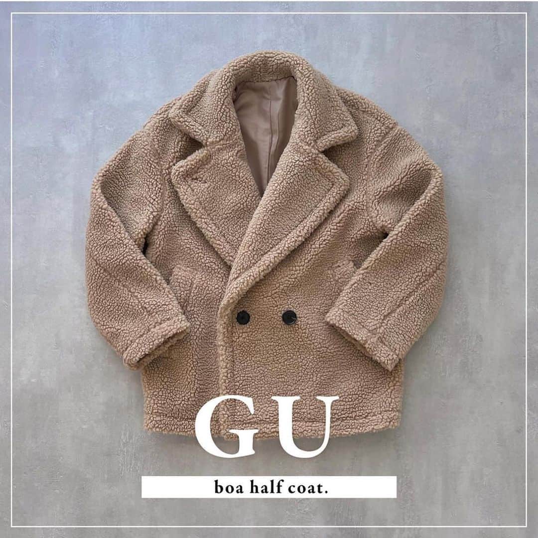 4yuuu!さんのインスタグラム写真 - (4yuuu!Instagram)「使い勝手抜群⚡️‼️ GU新作の大人可愛いアウター💛 「ボアハーフコート」 今回は、 @neni.mo さんの投稿 ...