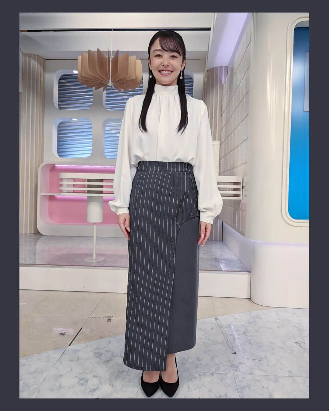 米澤かおりさんのインスタグラム写真 - (米澤かおりInstagram)「. 先週おはよんで着用した衣装です👗 後藤キャスター夏休みにつき 慣れないカルチャーも兼務した一週間😳 画面的に新鮮 ...