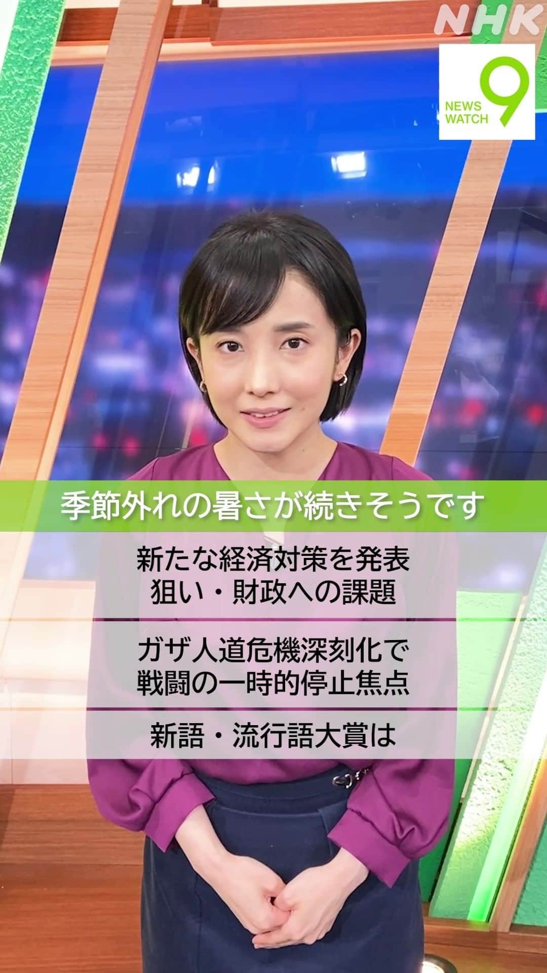 NHK「ニュースウオッチ9」さんのインスタグラム動画 - (NHK「ニュースウオッチ9」Instagram)「11月2日の #ニュースウオッチ9 新たな経済対策を発表 狙い・財政への課題 ガザ ...