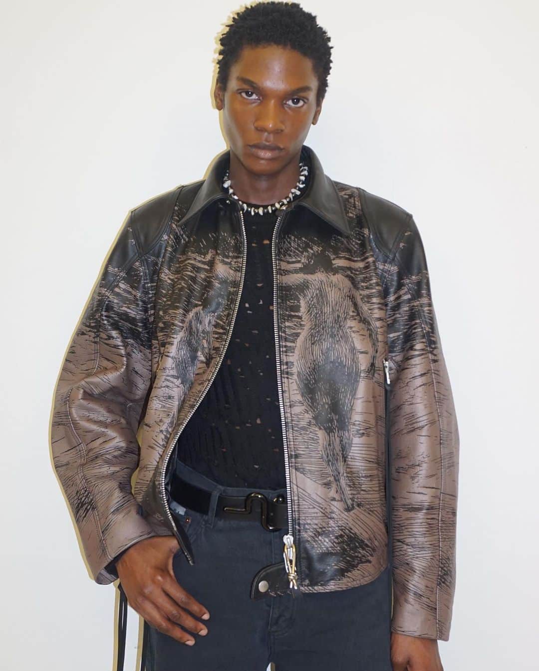 エイティーズさんのインスタグラム写真 - (エイティーズInstagram)「Odinaka in the Dixon biker jacket, with allover print in ...