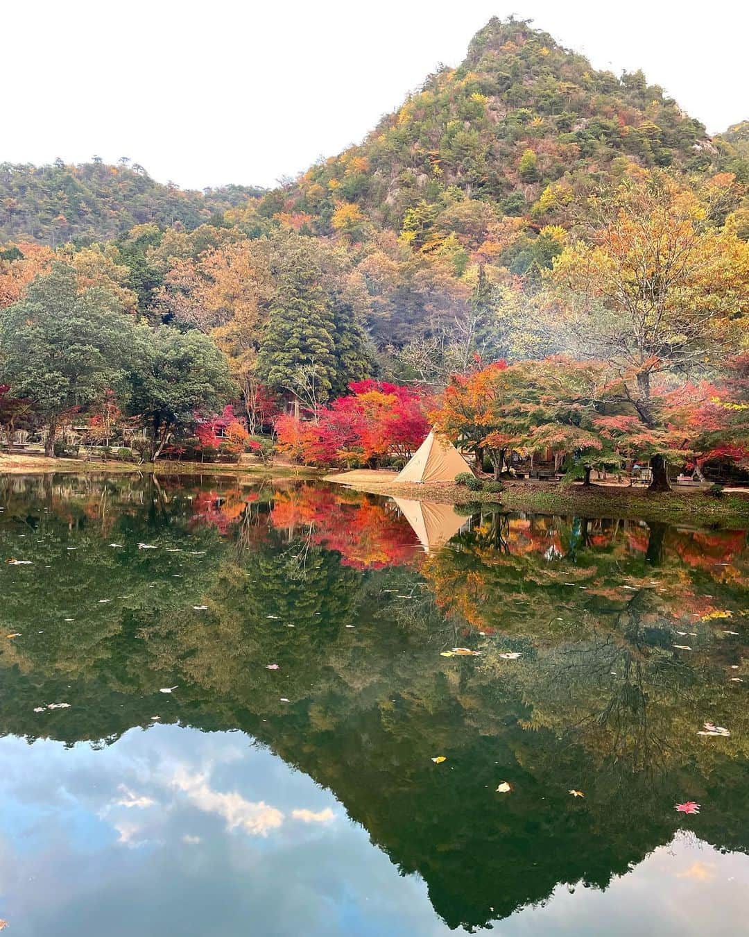 CAMP_HACKさんのインスタグラム写真 - (CAMP_HACKInstagram)「色鮮やかな紅葉🍁キャンプ特集 1,2枚目🍁 日ケ奥渓谷キャンプ場 3枚目🍁 休暇村乳頭温泉卿 乳頭 ...